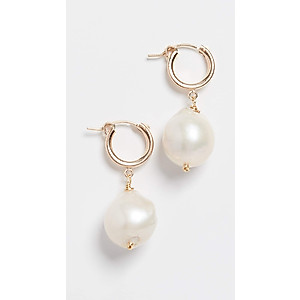 Brinker & Eliza Women's Back To Basics Huggie Earrings, Gold/Pearl, One Size
