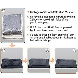 Magic Dog Soft Large Dog Bed Crate Pad Mat 42 Inches Machine Washable Pet Bed with Non-Slip Bottom, Dark Gray L