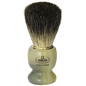 Omega 63171 Stripey 100% Pure Badger Shaving Brush with Stand