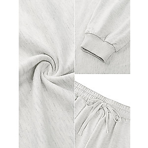 MEROKEETY Women's 2025 Fall Oversized Batwing Sleeve Lounge Sets Casual Top and Shorts 2 Piece Outfits Sweatsuit Light Grey