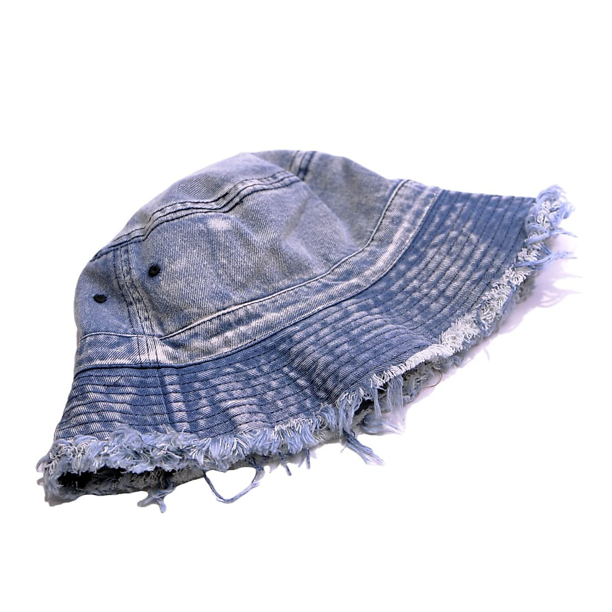 BLUEGLORY Cotton Breathable Denim Distressed Bucket Hat, Sun Hat, Hat for Men and Women (BLUL)