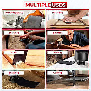 OHROS 24Pcs Titanium Oscillating Saw Blades Professional Universal Multitool Blades for Wood Plastics Metal Fit Dewalt Ryobi Quick Release Multi Tool Blades Kits All Purpose Cutting Coping Tools