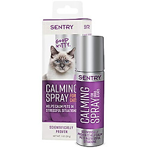 SENTRY PET Care Sentry Calming Spray for Cats, Uses Pheromones to Reduce Stress, Easy Spray Application, Helps Cats with Separation, Travel, Loud Noises, and Anxiety, Packaging May Vary