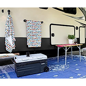 Camco RV Towel Hook | Add Hooks Inside/Outside Your RV | Strong Mechanical Suction Cup Hook (44028) , Black