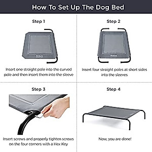 Bedsure Large Elevated Cooling Outdoor Dog Bed - Raised Dog Cots Beds for Large Dogs, Portable Indoor & Outdoor Pet Hammock Bed with Skid-Resistant Feet, Frame with Breathable Mesh, Grey, 49 inches
