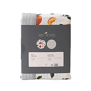 Red Rover Kids Cotton Muslin Quilt – 44” x 44”- 100% Cotton – Machine Washable – Softer with Every Wash – Playful Designs - Lightweight, Breathable Layers – Unisex (Peachy)
