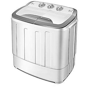 Giantex Washing Machine, Portable Clothes Washing Machines, 13lbs Washer and Spinner Combo, Semi-Automatic Laundry Machine, Compact Twin Tub Mini Washer Machine for Apartment Camping Dorms RV