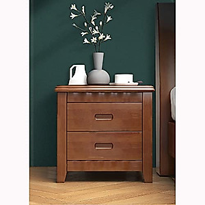 FFNUM Bedside Table Nightstand with 2 Drawers and Wood Legs, Large Storage Space Side Sofa Table for Bedroom, Living Room, Hallway Night Stand