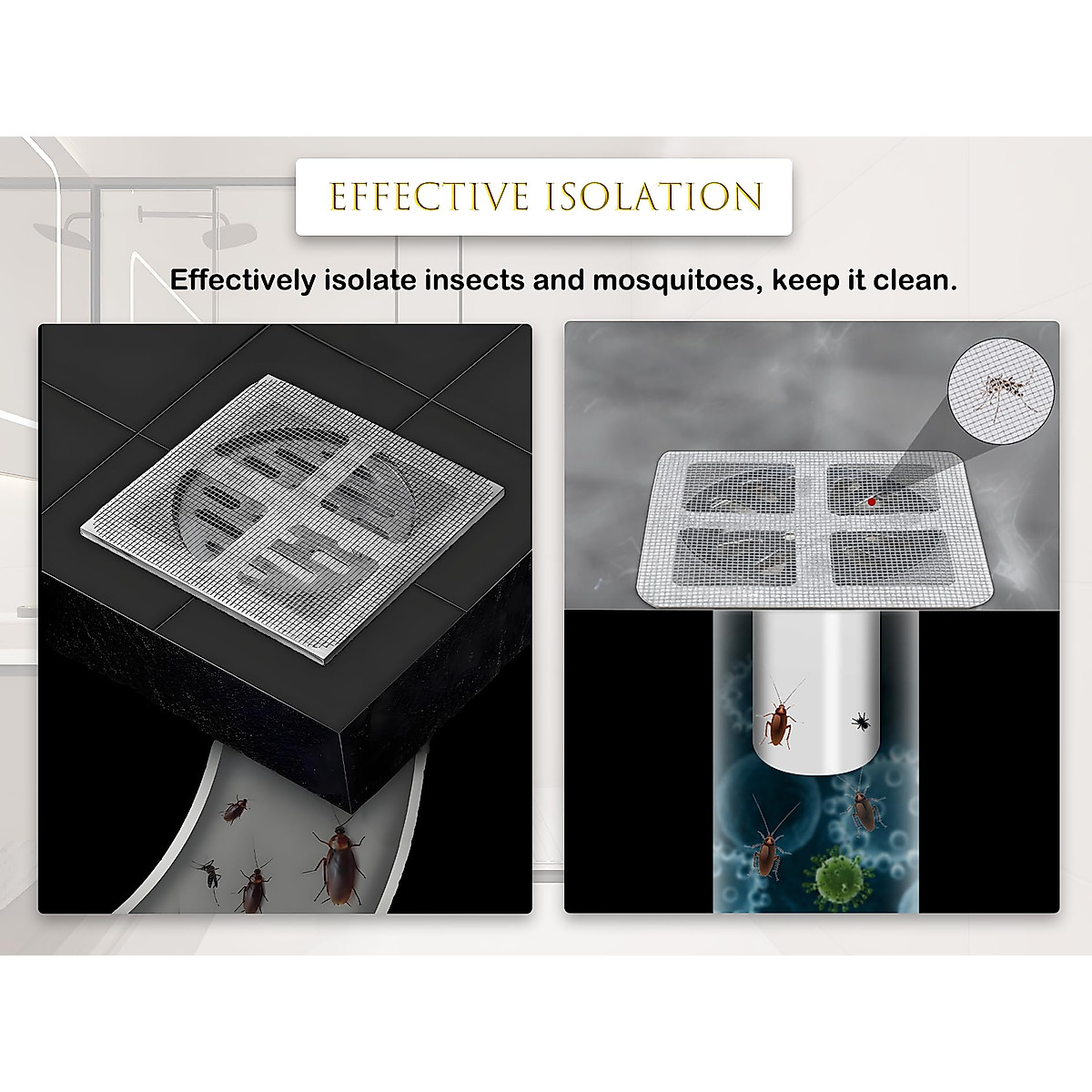 30PCS Pack 4" X 4" Disposable Shower Drain Hair Catcher, Floor Drain Sticker, Bathroom,Bathtub,Sink, Kitchen,Drain Mesh Cover,Drain Mesh Strainer