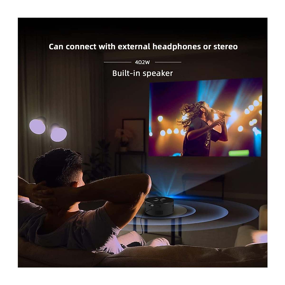 TOPOB Ultra-Small Portable Projector, can be Connected to External Earphone Audio Micro Mini Mobile Phone Projector YT200