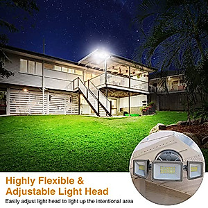 Onforu 55W LED Security Light, 5500LM Super Bright Outdoor Flood Light Fixture with 3 Adjustable Heads, IP65 Waterproof, 6500K White Wall Mount Exterior Security Light for Eave, Yard, Garden, Porch