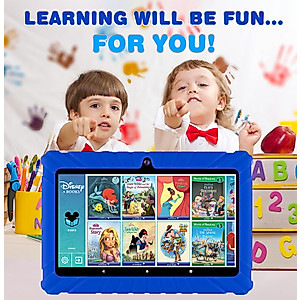 Contixo V8 7” Kids Tablet, 2GB RAM, 32GB Storage, Android 11 GO, Ultimate Learning Tablet for Children with 50+ Disney Storybooks, Kid Proof Protection Case, DkBlue