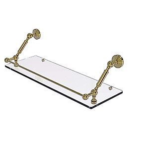Allied Brass WP-1-24-GAL Waverly Place 24 Inch Floating Gallery Rail Glass Shelf, Unlacquered Brass