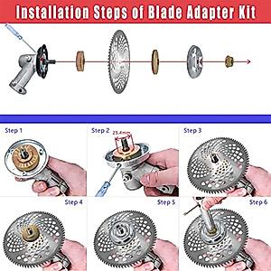 NeJesZoe 2 Pack 10" x80T Carbide Tip Brush Cutter Blades Weed Eater Blades Grass Cutter Trimmer Head Compatible for Husqvarna, Stihl Trimmer, Lawnmower (2Blades&2Pack Different Blade Adapter Kits)