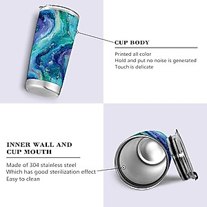 Purple Blue Galaxy Starry Waves Stainless Steel coffee cup travel with Straw Lid travel mug with lid for hot and cold drinks reusable tumblers with lids 20 OZ