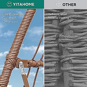 YITAHOME Double Egg Chair with Legs 2 Person Wicker Egg Chair Indoor Outdoor Patio Egg Chair with Cushions 510lbs for Patio, Bedroom, Garden and Balcony, Gray