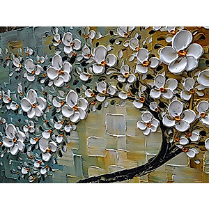 YaSheng Art -100%hand-painted Contemporary Art Oil Painting On Canvas Texture Palette Knife Landscape Paintings Modern Home Interior Decor Abstract Art 3D Flowers Paintings Ready to hang 20x40inch