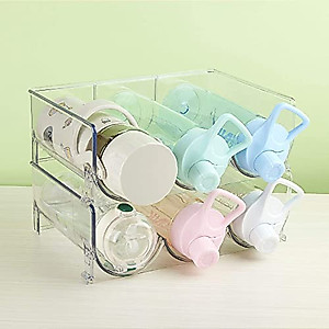 FJC Water Bottle Organizer - Stackable Water Bottle or Wine Organizer - Perfect to Keep Cold Drinks in The Fridge or Room Temperature in The Cabinet Clutter Free.