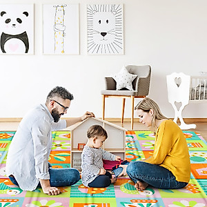 Baby Play Mat, 71" X 79" Baby Floor Mats for Floor, Tummy Time Mat, Waterproof Play Mats for Babies and Toddlers, 0.6" Playmat Crawling Mat, Extra Large Foldable Baby Gym Mat for Floor