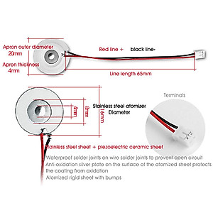 ToToT 2PCS 16mm Ultrasonic Mist Maker Fogger Ceramics Discs Atomizer Humidifier Accessories with Wire and Sealing Ring
