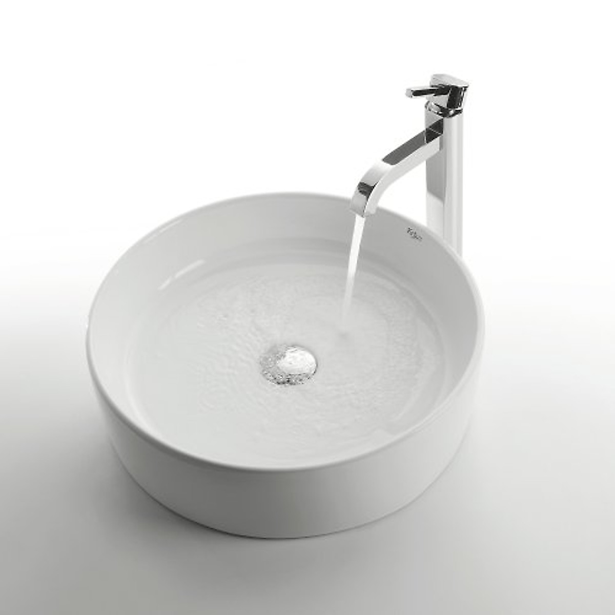 Kraus FVS-1007-PU-10CH Ramus Single Lever Vessel Bathroom Faucet with Matching Pop Up Drain Chrome