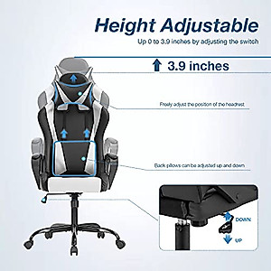 Ergonomic Office Chair PC Gaming Chair Cheap Desk Chair PU Leather Racing Chair Executive Computer Chair Swivel Rolling Lumbar Support for Women Men, White