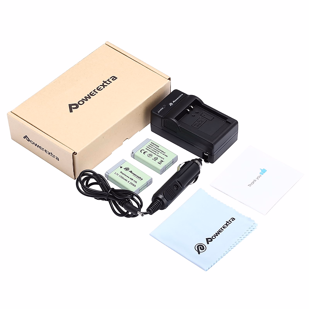 Powerextra 2 Pack NB-13L Battery and Travel Charger Compatible with Canon PowerShot G5 X G7 X G7 X Mark II G9 X G9 X Mark II SX620 HS SX720 HS SX730 HS Digital Camera