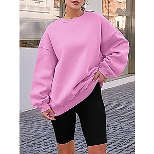 AUTOMET Preppy Clothes Sweatshirts Hoodies for Women Teen Girls Oversized Sweaters Cute Fall Outfits 2023 Y2K Crewneck Pullover Tops Pink