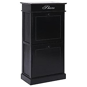 Maximize Closet Space with Minimalist Shoe Storage Organizer - Clever Tilting Compartments Paulownia Wood Top 19.7 x 11 x 38.6 - Stylish Shelving Unit for Home Decor and Furniture