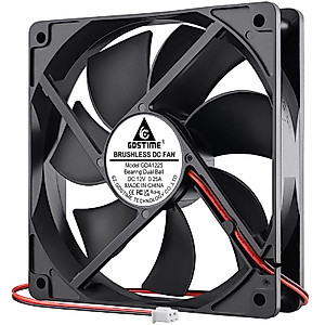 GDSTIME Dual Ball Bearings 120mm x 120mm x 25mm 5 inch 12v Brushless DC Cooling Exhaust Fan, For Desktop