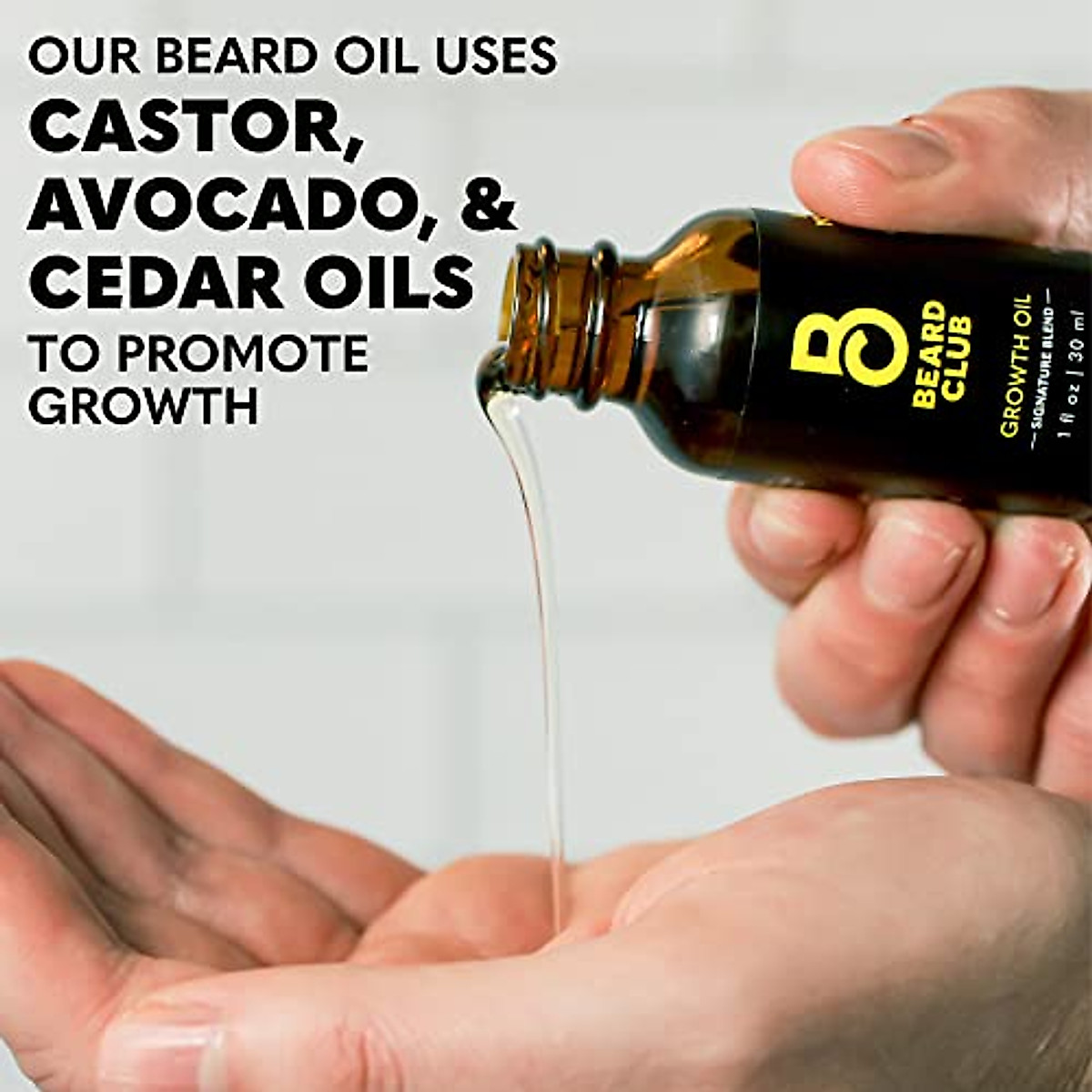 Beard Club - Beard Growth Oil - Grow A Thicker Fuller Beard, Fill in Patches - Healthy Natural Castor, Coconut and Avocado Beard Growth Serum to Stimulate Thicker, Fuller, Healthier Facial Hair Growth