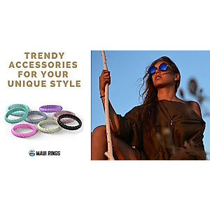 MAUI RINGS Braided Silicone Ring Thin and Stackable Silicone Rings Wedding Bands Promise Rings Silicone Engagement Rings for Women