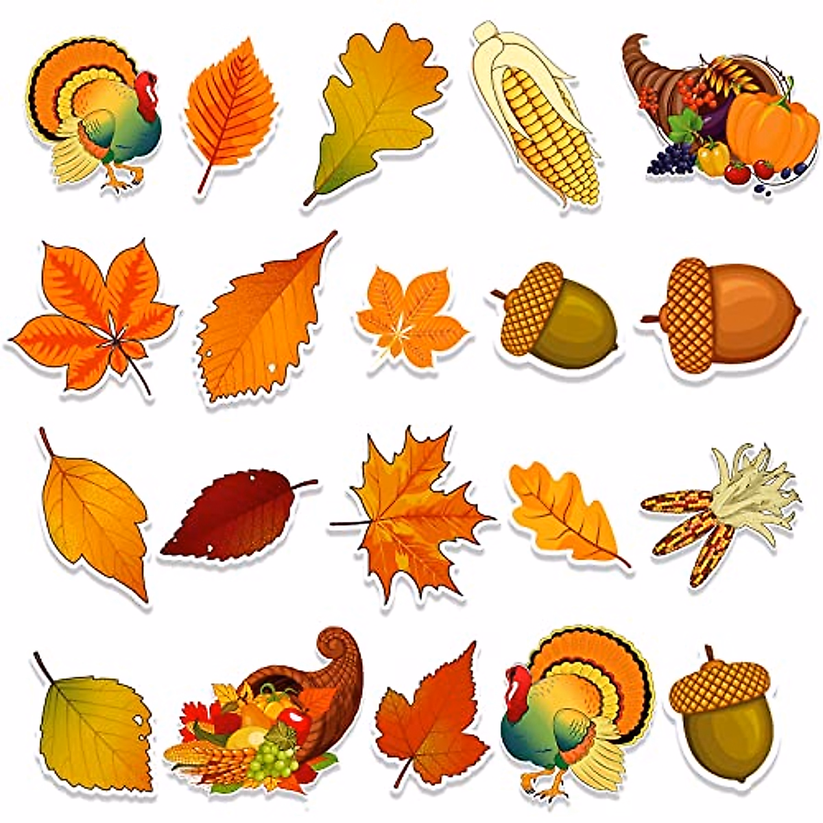 60 Pieces Thanksgiving Fall Autumn Classroom Bulletin Board Decorations Turkey Cutouts Maple Leaves Cutouts Corn Cutouts Acorn Cutouts for Thanksgiving Fall Classroom Wall Chalkboard Decor