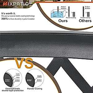 MIXPATIO Outdoor Patio Dining Set 5 Pcs, Patio Furniture Set, Metal Square Dining Table and Cushioned Wicker Rattan C-Spring Motion Chairs for Patio, Deck, Yards, Poolside