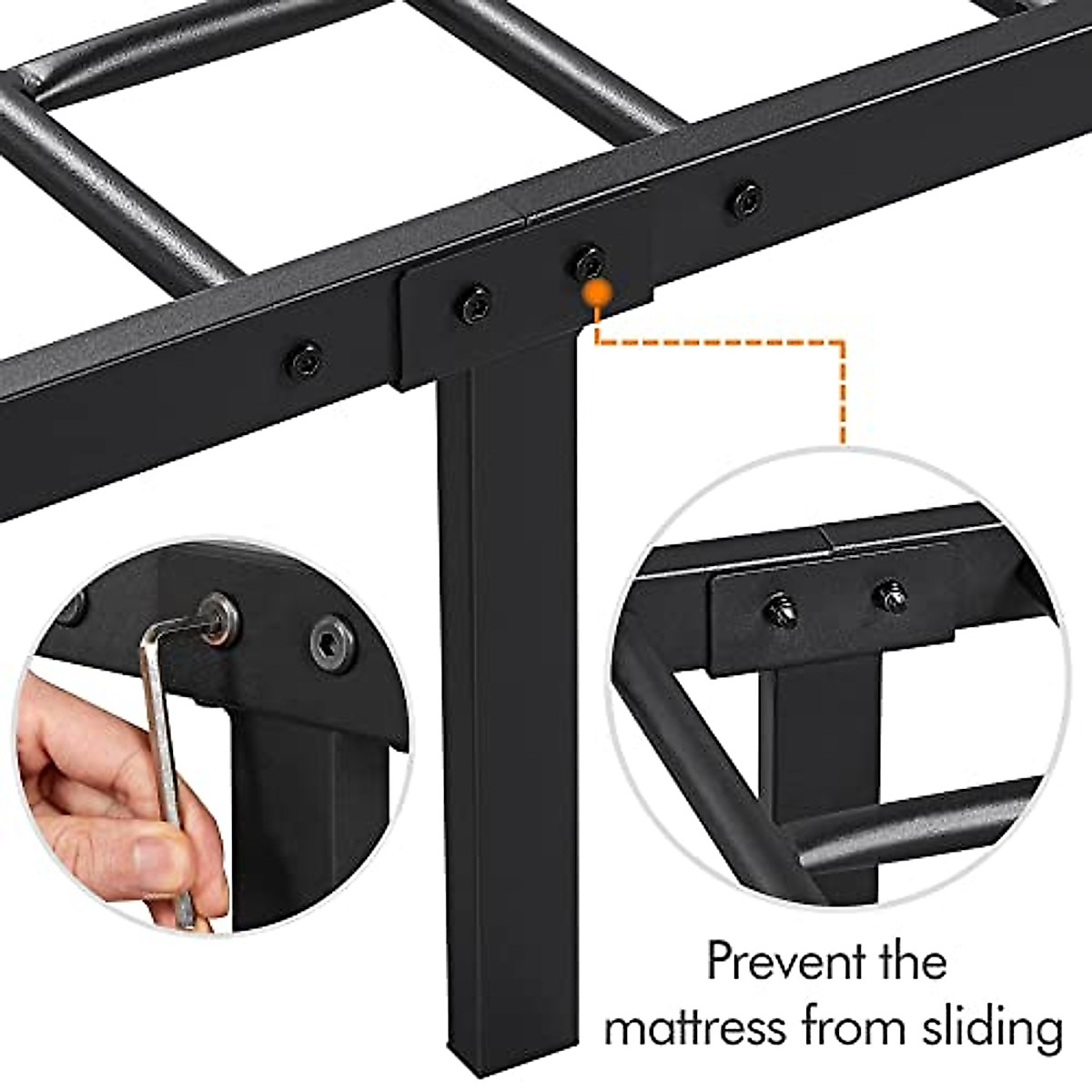 Yaheetech 13 inch California King Size Metal Bed Frame with Headboard and Footboard Platform Bed Frame with Storage No Box Spring Needed Mattress Foundation Black