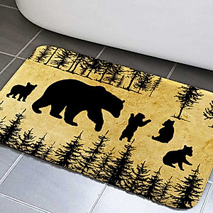 Bear Bathroom Rugs Floor Mat Welcome Mat Bath Rugs, Non-Slip&Absorbent Front Door Mat, Washable Floor Doormat for Entryway, Patio, Porch 16x24inch