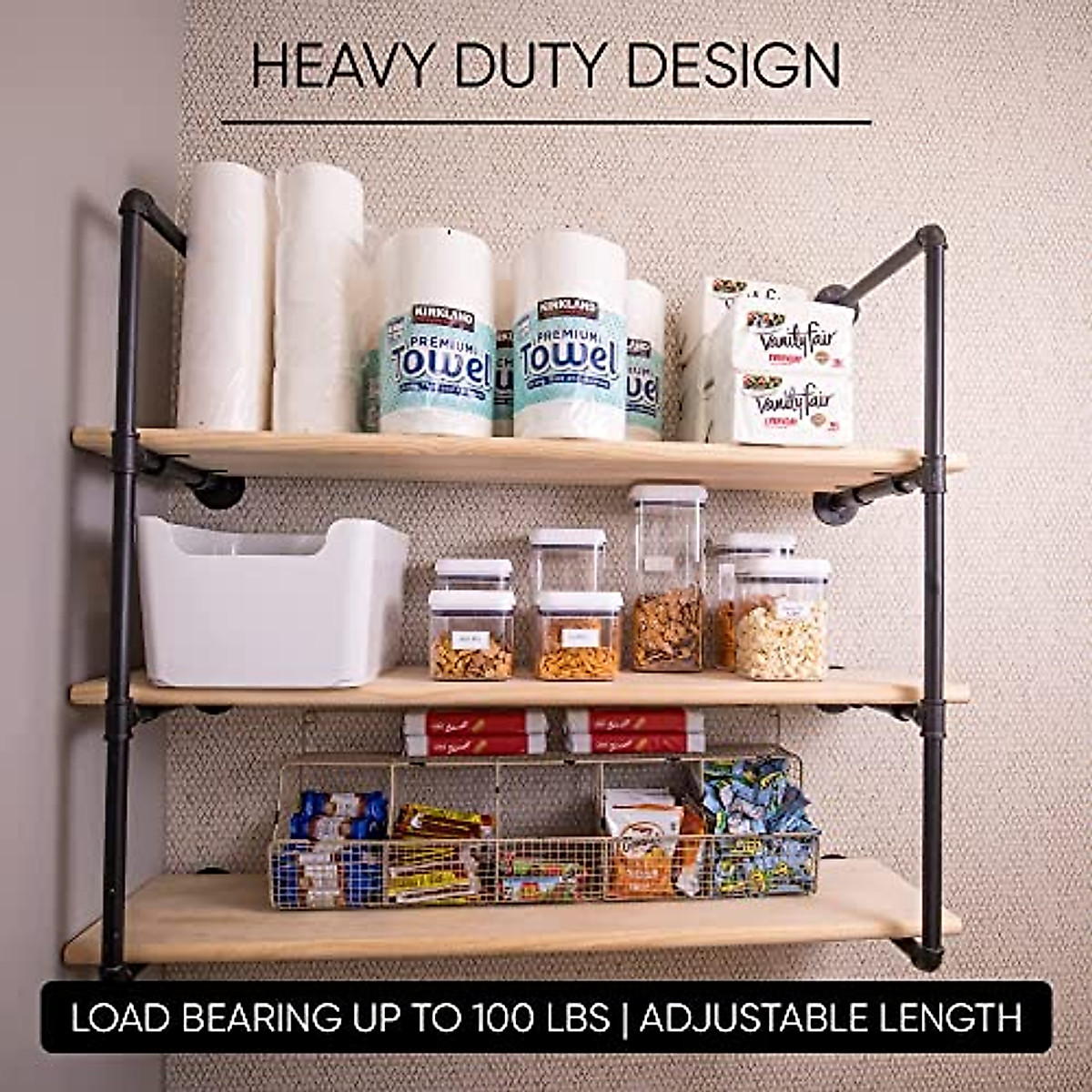 4 Tier Industrial Iron Pipe Floating Shelves, Wall Mount Pipe Shelf Brackets Unit, DIY Open Bookshelf 4 Tier Pipe Shelving, Shelf floating Pipe for Home, Kitchen, Bathroom, Office(42Inch)