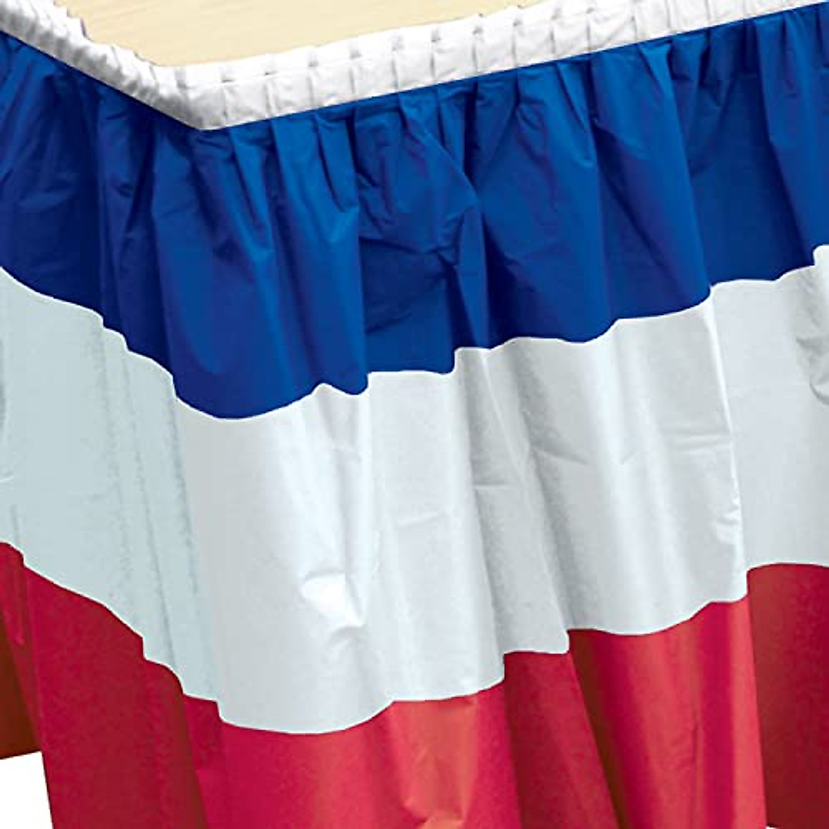 Beistle Patriotic Table Skirting, 29" x 14', Red/White/Blue