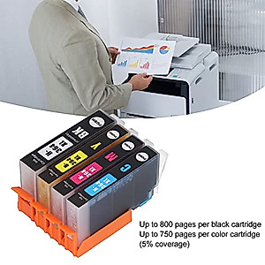 Ink Cartridge, High Page Capacity Fadeless Clear Print Printer Cartridge, for Photosmart B8550 B8553 B8558 C6380 C6383 (BK C M Y 4 Colors)