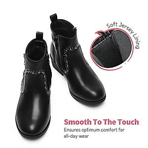 DREAM PAIRS Girls Boots Low Heel Side Zipper Ankle Booties Little Kid/Big Kid,Size 2 Little Kid,Black,SDBO2303K