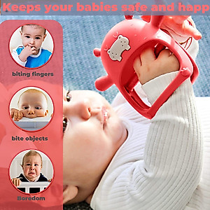 Towwi Teething Toys for Babies 0-6 Months Never Drop Hippo Teething Toys for Babies 6-12 Months Infants, Baby Chew Toys for Sucking Needs, Hand Pacifiers Baby Toys 6 to 12 Months