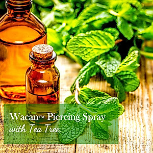 WACAN Fast-Healing Tea Tree Piercing Spray Solution Organic Essential Oil with Natural Sea Salts and Vitamins Solution Aftercare (4 OZ, Personal Size)