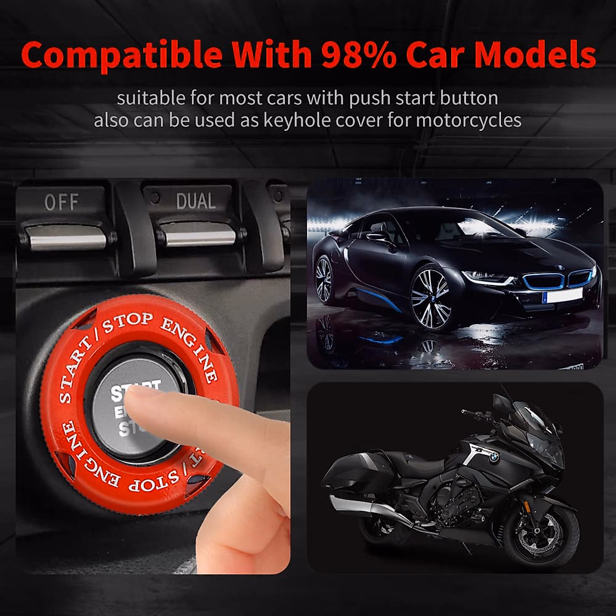 Rotary Car Push Start Button Cover for Venom,Spin Alloy Metal Car Engine Push to Start Button Cover,Car Start and Stop Button Cover