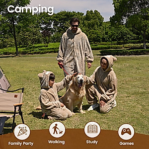 Bearhug Wearable Blanket Hoodie for Adult Soft Cozy Fleece Bear Costume Animal Onesies Pajamas Halloween Christmas Cosplay Costume for Parent M2