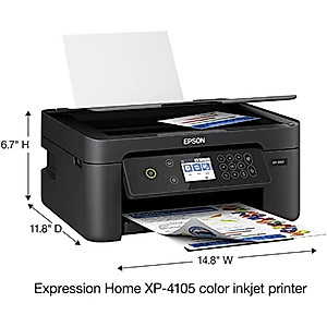 Epson_Printer XP 41 Series, All-in-One Wireless Color Inkjet Printer, Black, Print Copy Scan, 2.4" LCD, Hi-Speed USB, Auto 2-Sided Printing, Voice Activated, with MTC Printer Cable