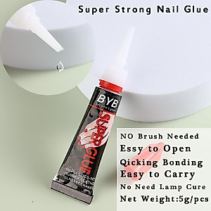 Nail Glue, Super Nail Glue for Acrylic Nails, Professional Nail Glue For Nail Tips for Press On Nails Long Lasting Acrylic Nail Glue For Nail Tips Pegamento Para Uñas Acrilicas Nails Glue 0.18OZ 2 Pcs