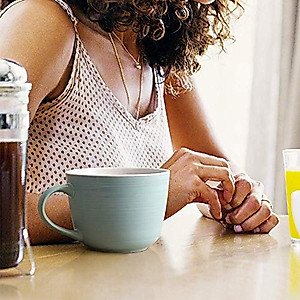 DOWAN Coffee Mug, Ceramic Soup Mugs with Handles, 17 Oz Wide Large Coffee Mugs Set of 2, Mug for Latte, Cappuccino, Tea, Green Coffee Mugs Dishwasher & Microwave Safe