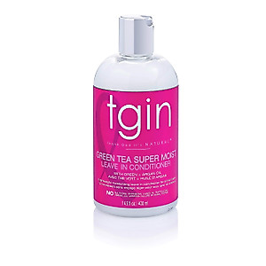 tgin Green Tea Super Moist Leave in Conditioner for Curly, Coily and Wavy Hair, with Argan Oil, Shea Butter and Green Tea, Moisturizes and Nourishes Dry Hair, 13 oz