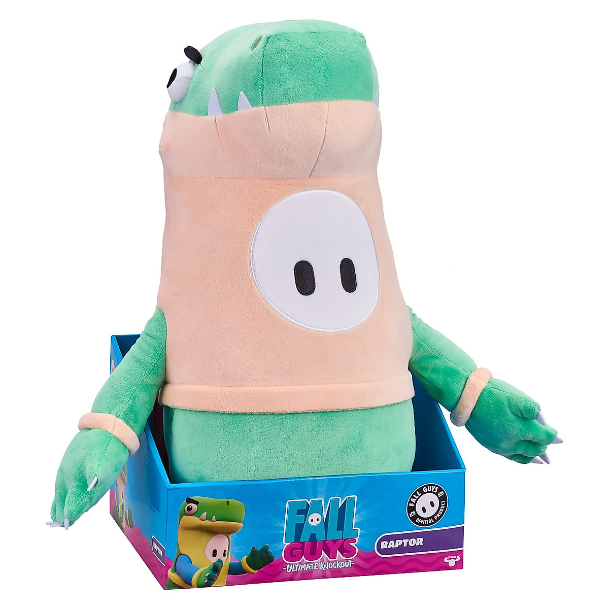 FALL GUYS Moose Toys - Raptor Bean Skin - Official Collectable 18" Large Super Soft Cuddly Deluxe Plush Toys from The Ultimate Knockout Video Game 2 Characters to Collect Series 1, Multicolor (62553)