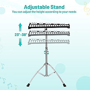 Giantex 32 Note Professional Glockenspiel Bell Kit, Percussion Xylophone with Adjustable Stand, Music Stand, 8'' Practice Pad, a Pair of Bell Mallets, Wooden Drumsticks, Carrying Bag
